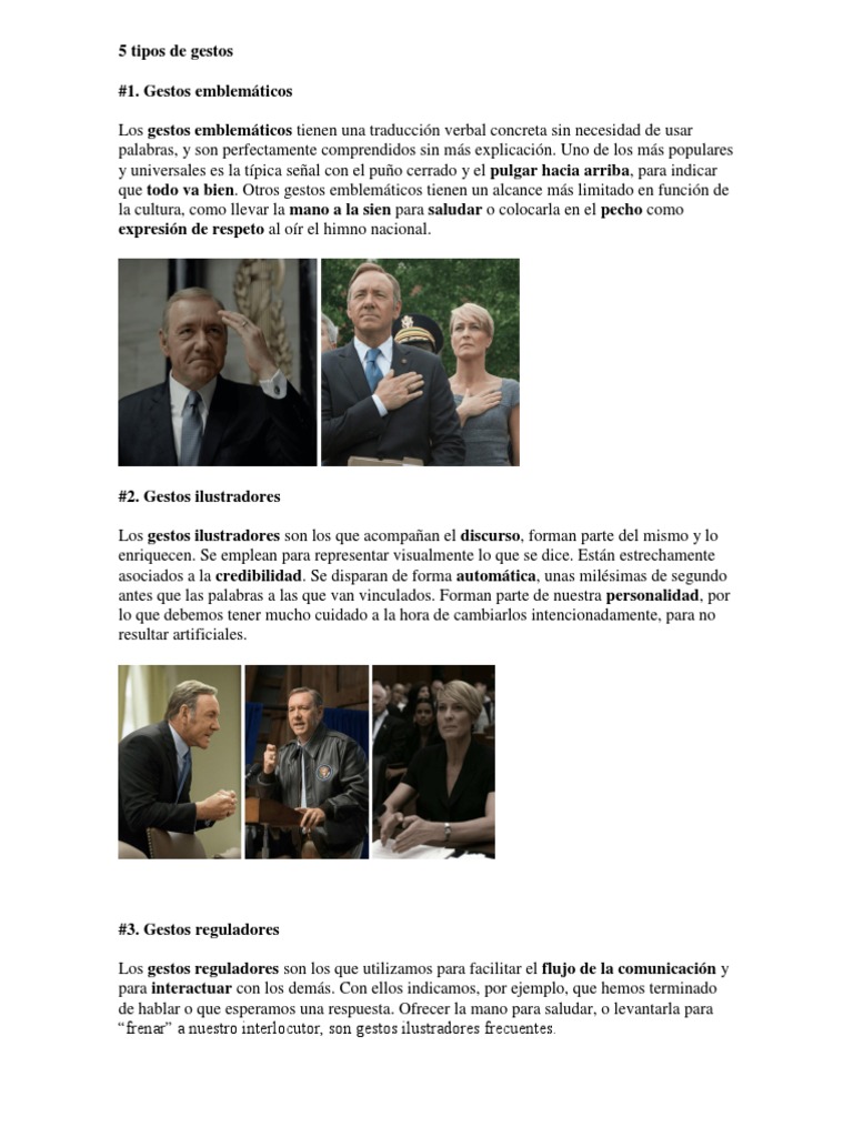 Tipos de Gestos | PDF | Las emociones | Comunicación