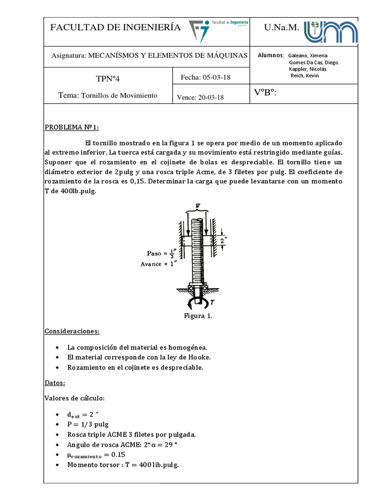 Compilado TP4 | PDF | Tornillo | Fricción