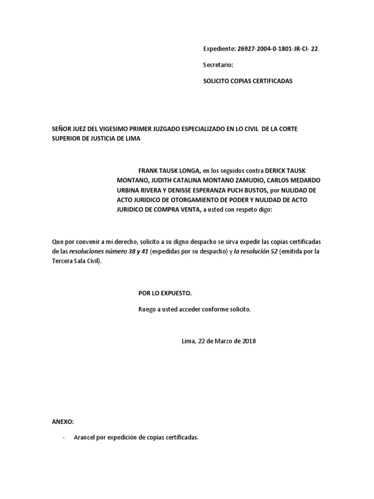 Formato De Escrito Solicitando Copias Certificadas Derechomexicano