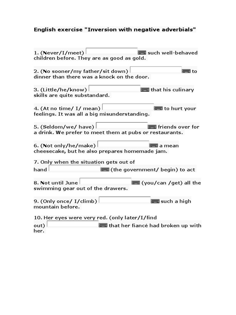 Inversion With Negative Adverbials | PDF