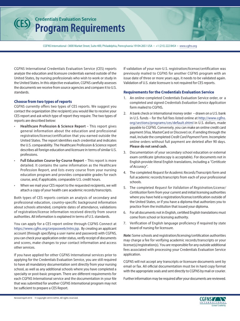 CES Requirements | PDF | Licensure | Credential