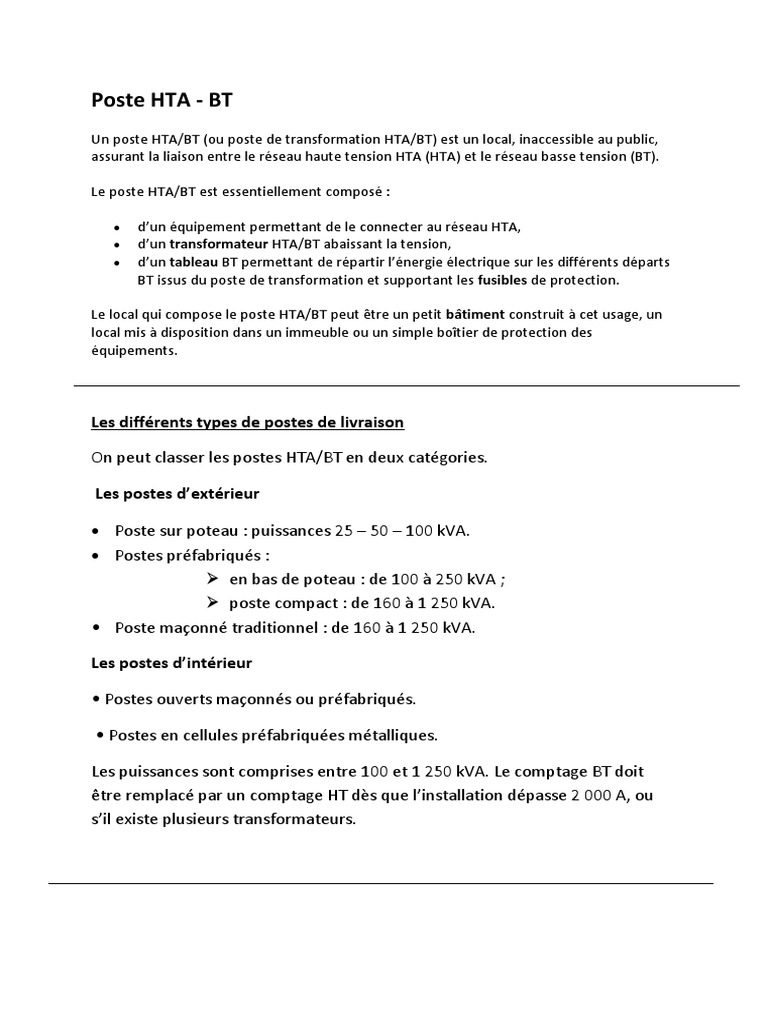 Definition de Poste Hta-Bt | PDF