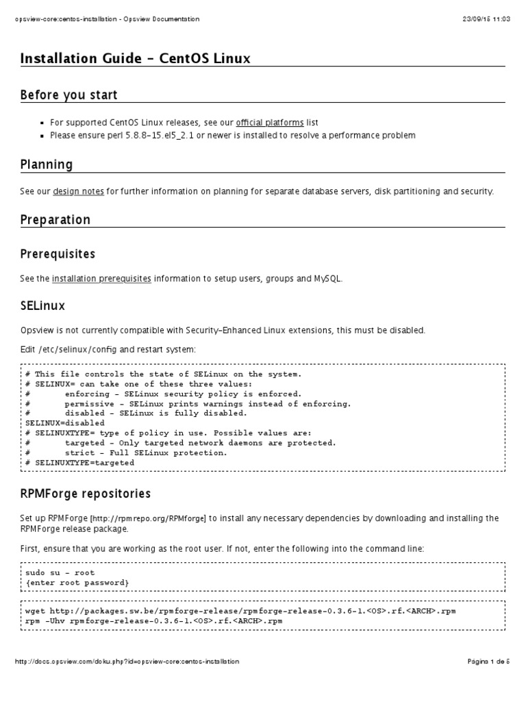 Opsview Core - Centos Installation Opsview Documentation | PDF | Apache Http Server | Superuser