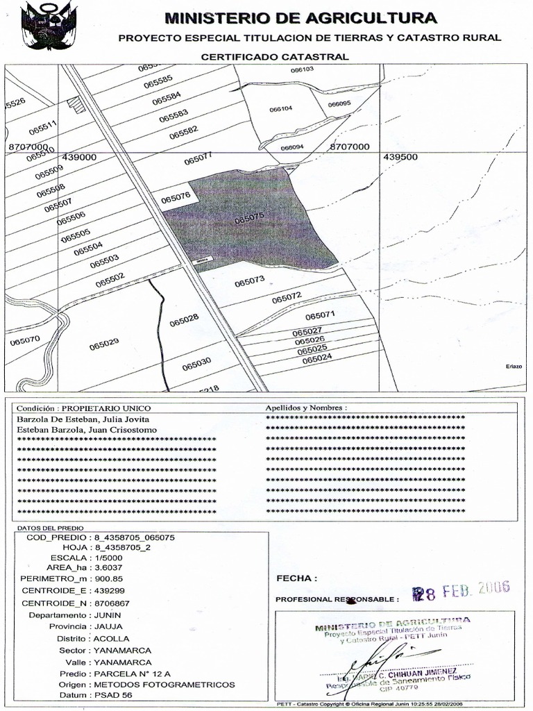 Proyecto Especial Titulacion De Tierras Y Catastro Rural Certificado ...