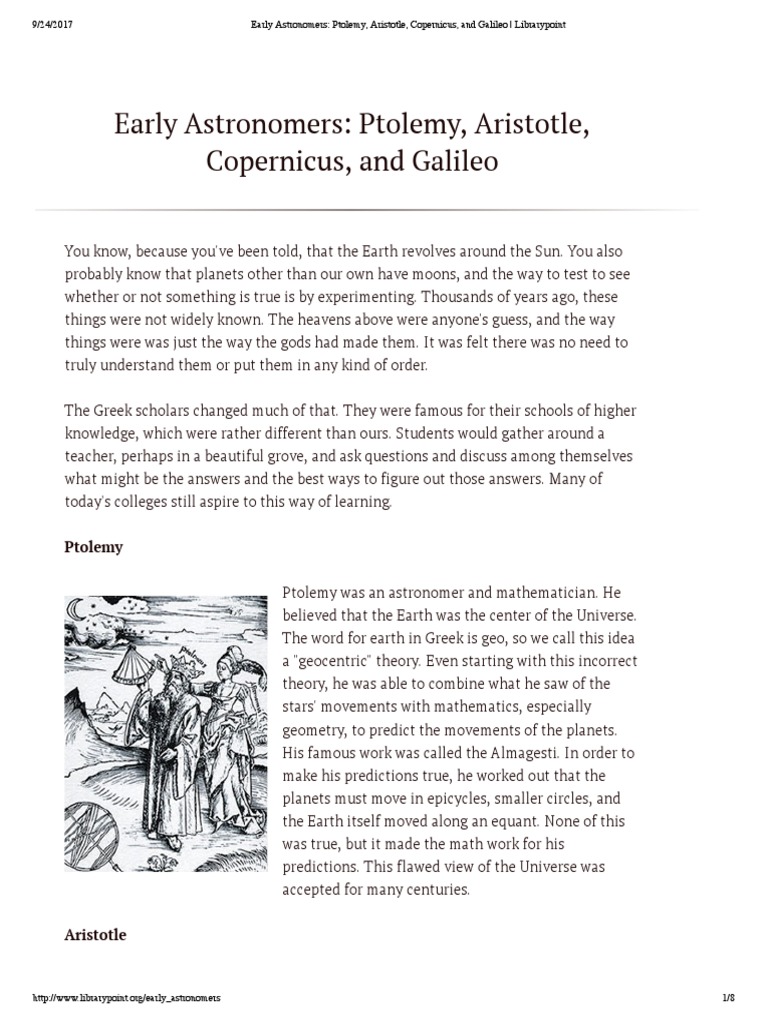 Early Astronomers: Ptolemy to Copernicus | PDF | Heliocentrism ...