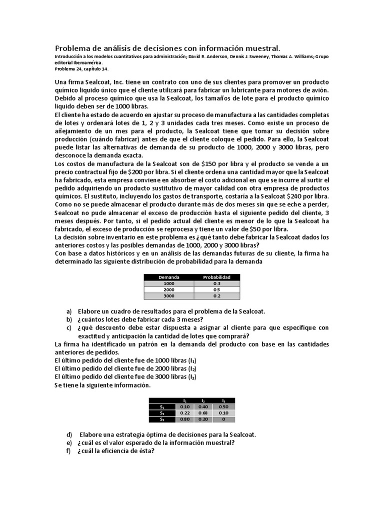 Ejercicio IO II | Descargar gratis PDF | Toma de decisiones | Inventario