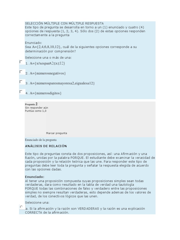 Selección Múltiple Con Múltiple Respuesta Evaluacion