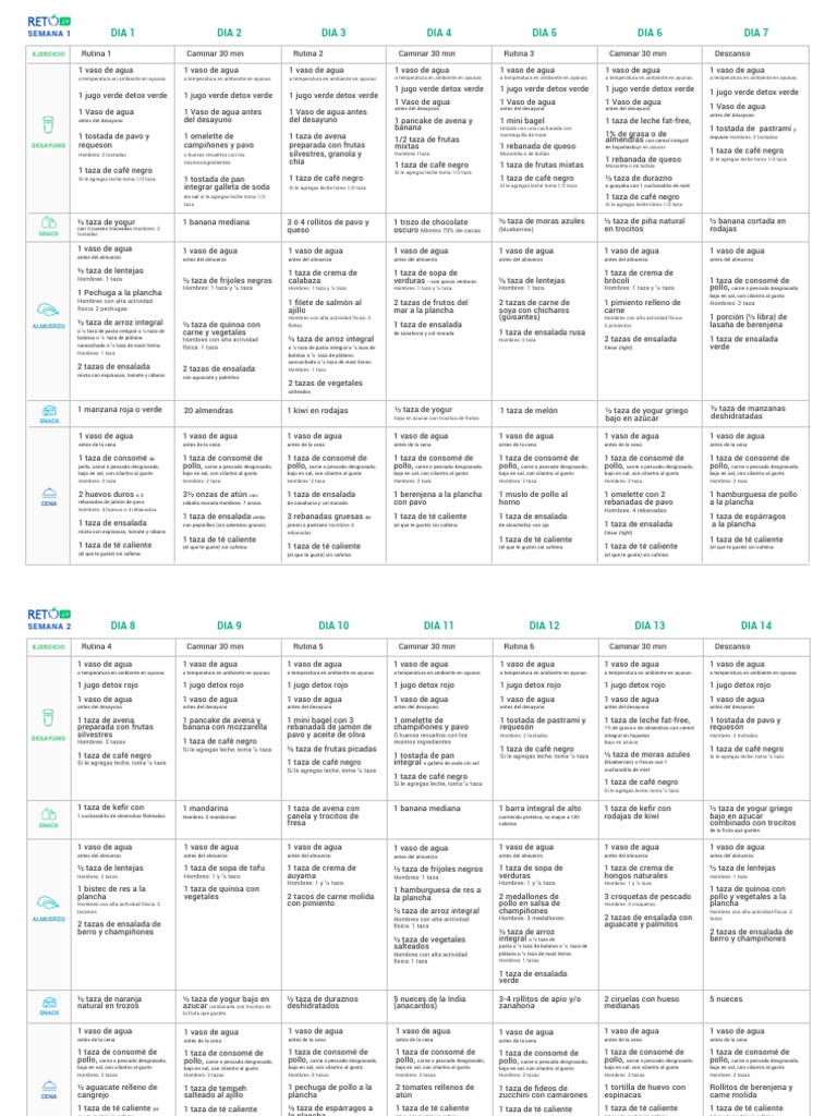 Calendario para Imprimir Reto28 | PDF | tostada | ensalada