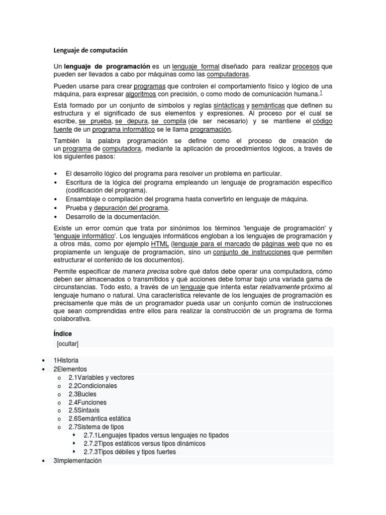 Lenguaje de Computacion | PDF | Lenguaje de programación | C