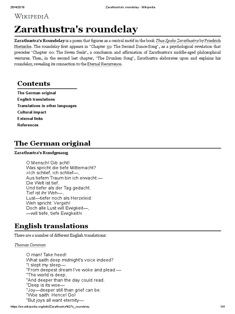 Zarathustra's Roundelay: Thomas Common | PDF | Thus Spoke Zarathustra ...