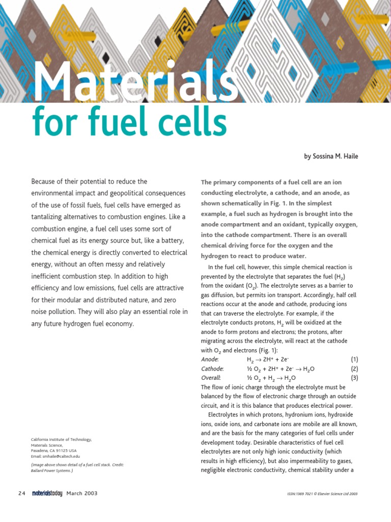 Ps Materials - For.fuel - Cells | PDF | Solid Oxide Fuel Cell | Fuel Cell