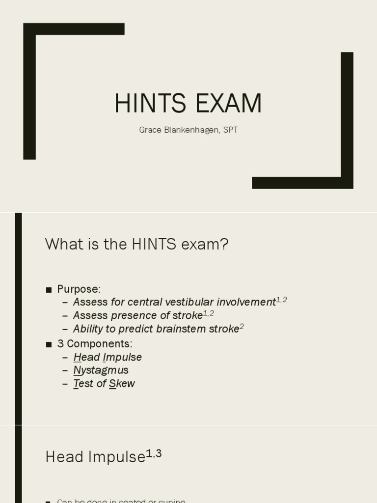 hints exam presentation | Vertigo | Vestibular System