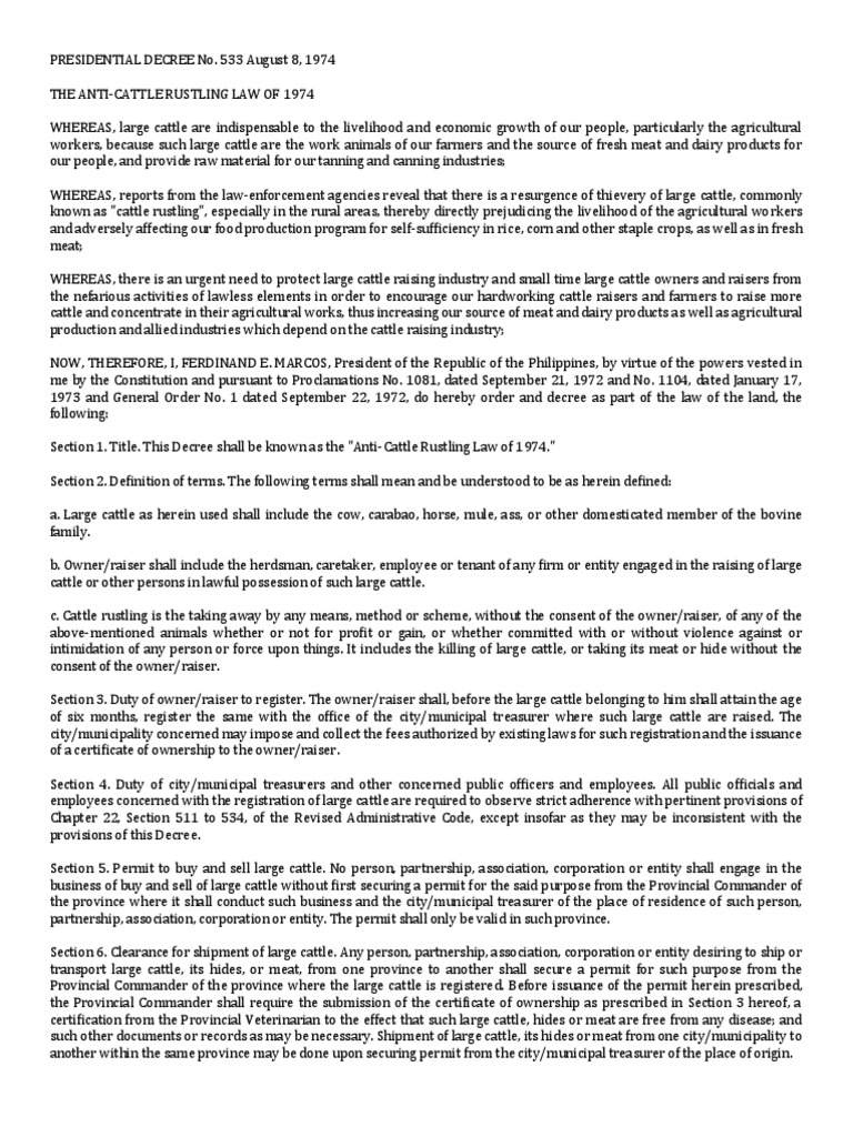 Presidential Decree No 553 | PDF | Ownership | Repeal