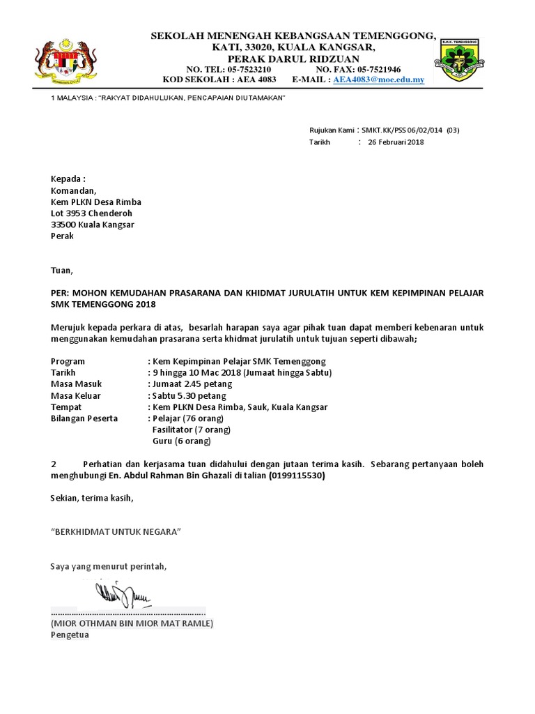 Surat Kem Kepimpinan Pelajar | PDF