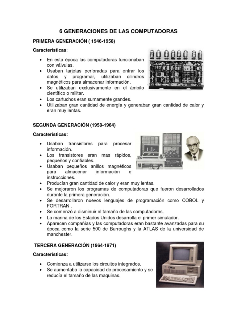 6 Generaciones de Las Computadoras | PDF | Circuito integrado | Microprocesador
