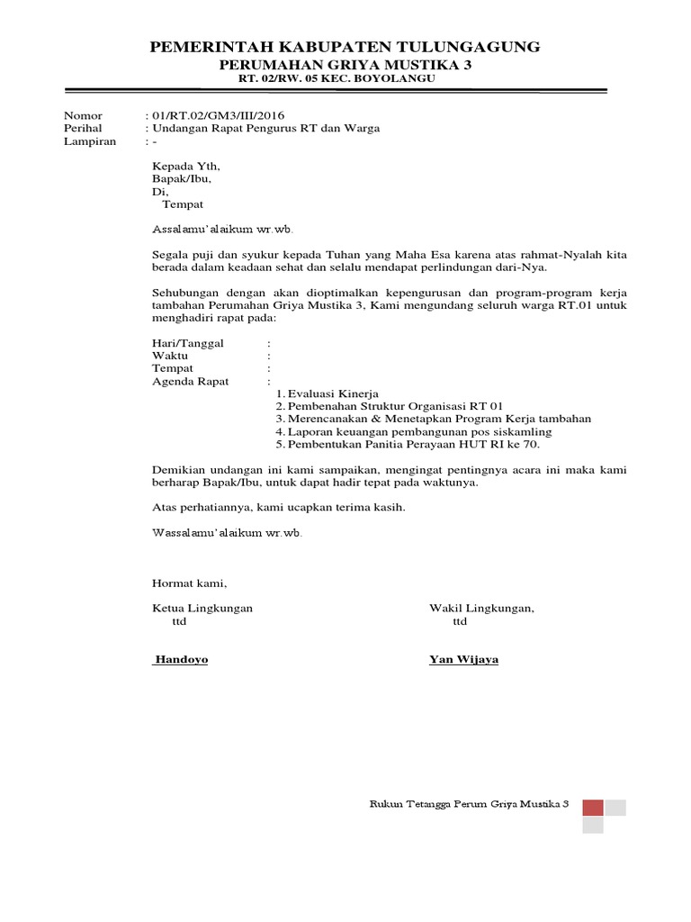 Surat Undangan RT | PDF