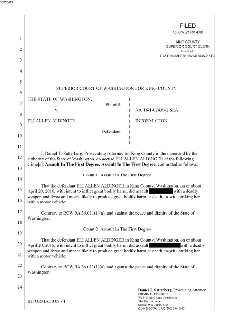 Eli Aldinger Charging Documents | PDF