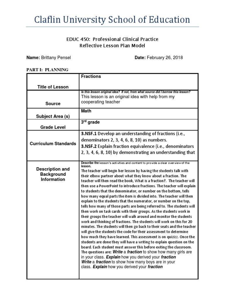 Reflective Lesson Plan 3 | Download Free PDF | Teachers | Curriculum