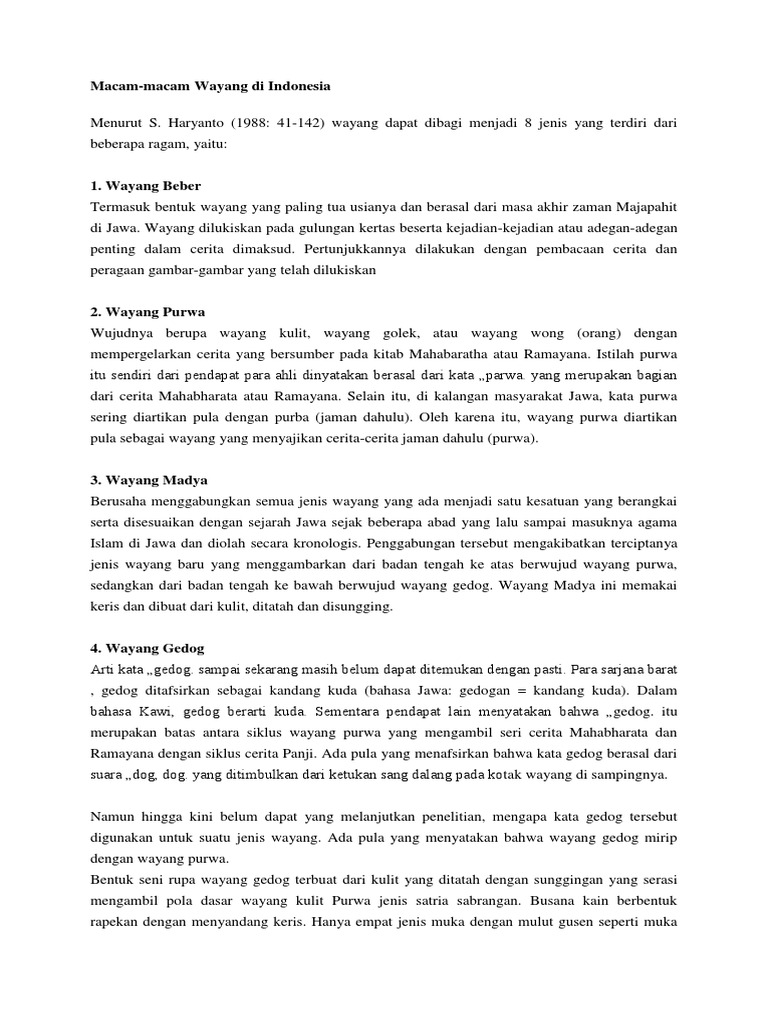 Macam Macam Wayang | PDF