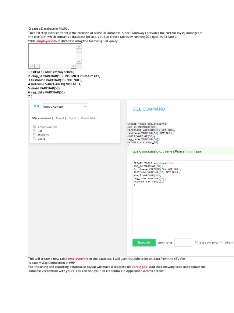 Create A Database in MySQL | Download Free PDF | Comma Separated Values ...
