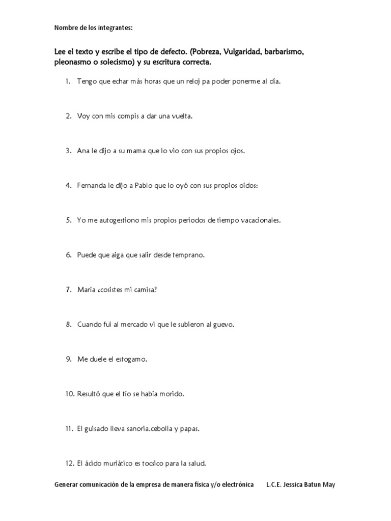 Actividad Defecto Del Estilo | PDF