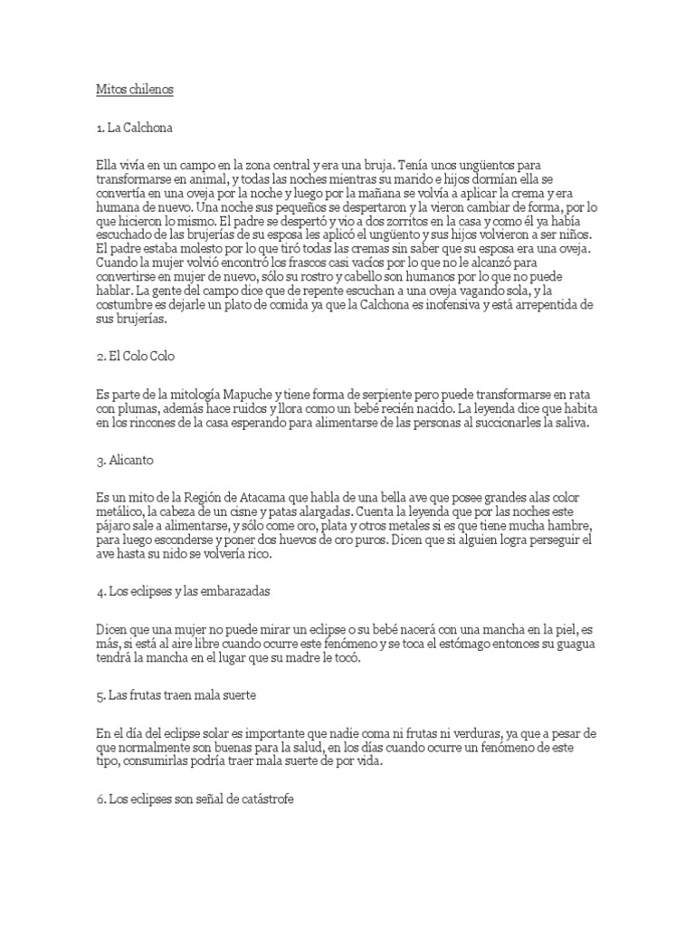 Mitos Chilenos | PDF | Aves
