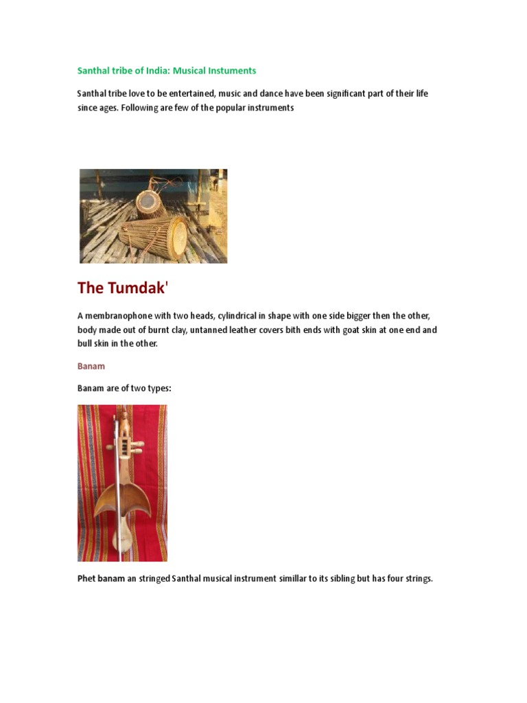 Santhal Tribe: Musical Instruments Overview | PDF | Art