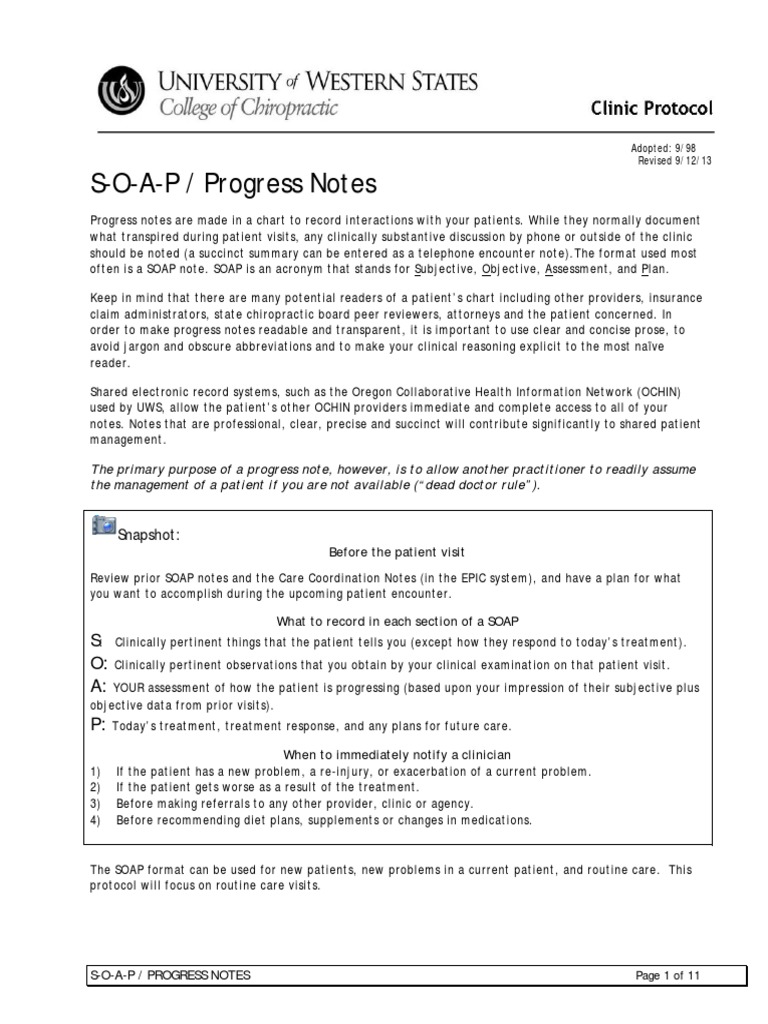SOAP Progress Notes PDF Pain Medical Diagnosis