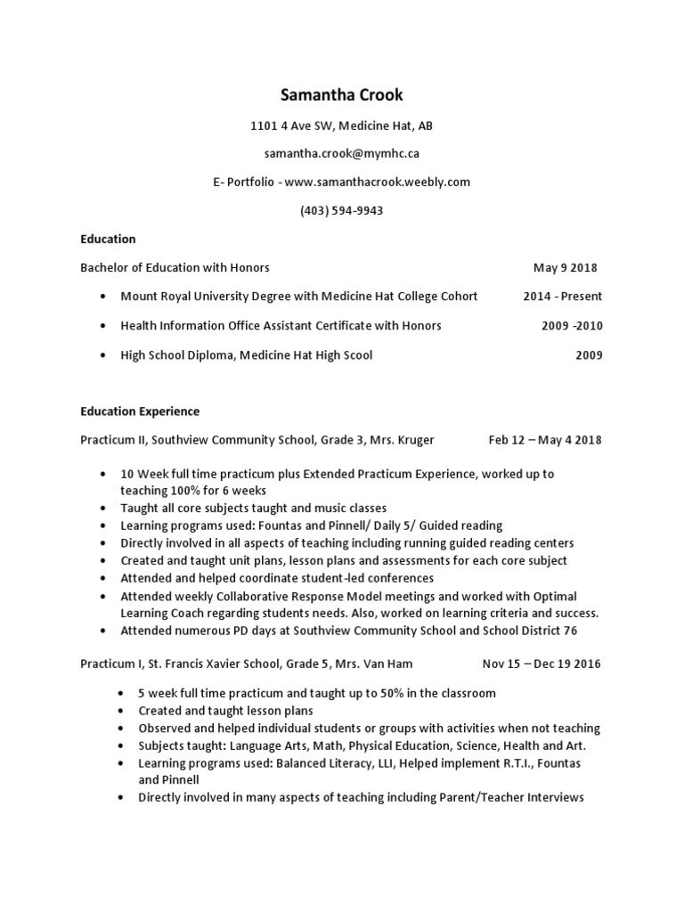 Sam Updated Resume | PDF | Schools | Teachers