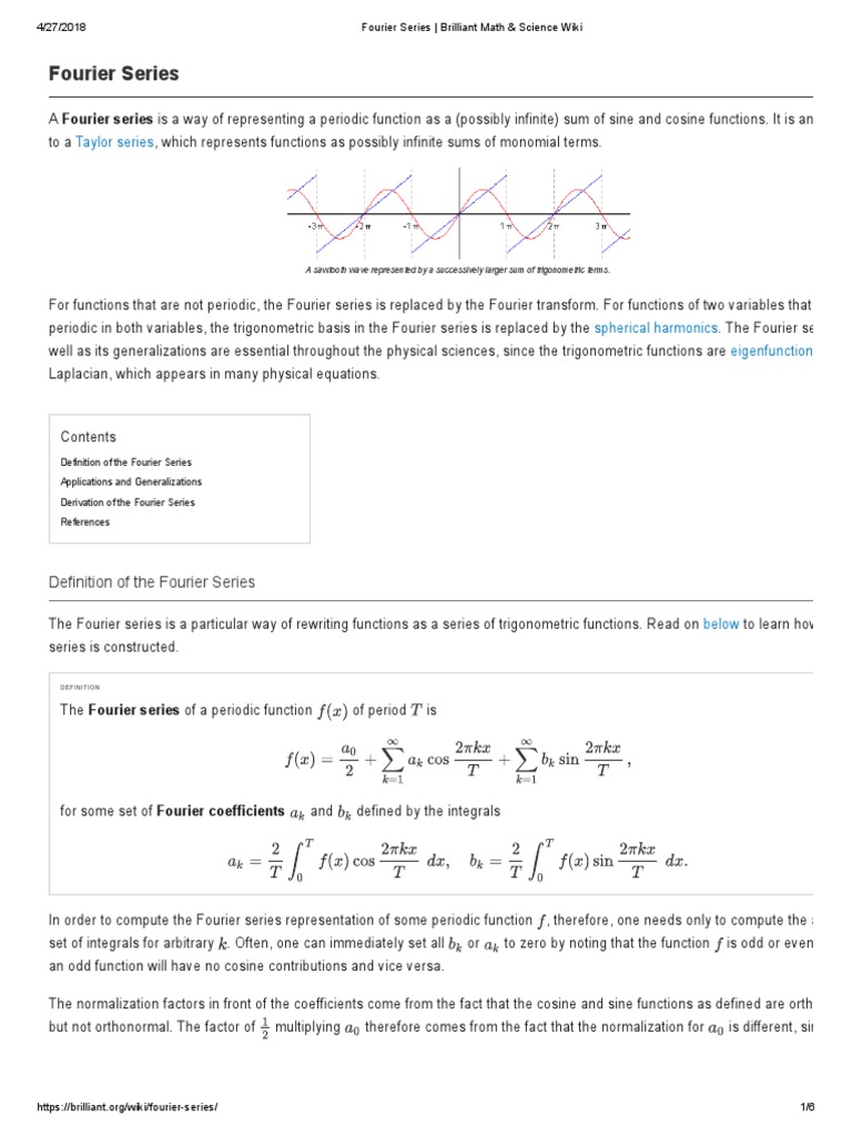 Fourier Series - Brilliant Math & Science Wiki | PDF | Fourier Series ...