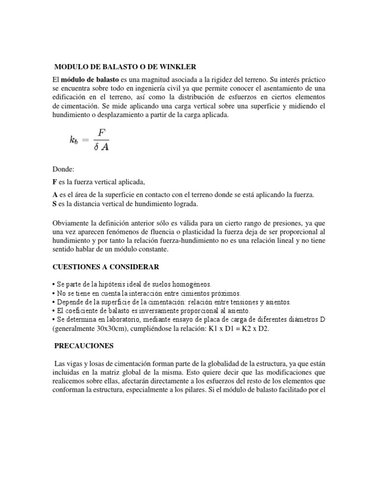 Modulo de Balasto o de Winkler | Descargar gratis PDF | Fundación ...