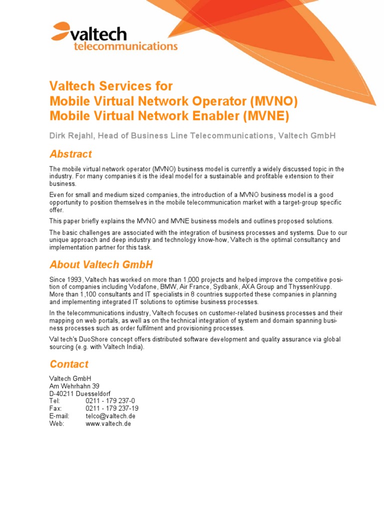 Mvno Business Model | PDF | Business Process | Telecommunications