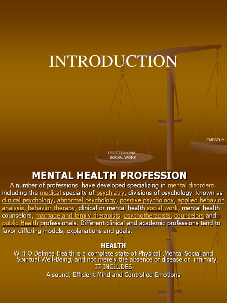Mental Health Professions Overview | PDF | Mental Disorder | Mental Health