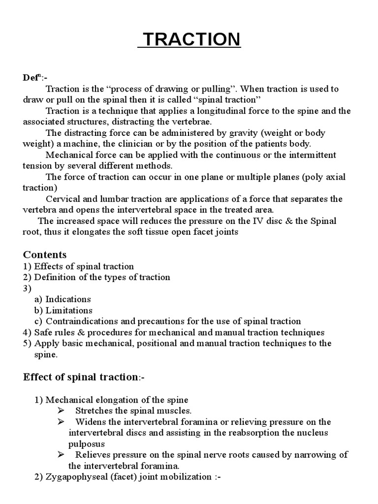 Traction | PDF | Vertebral Column | Spinal Cord