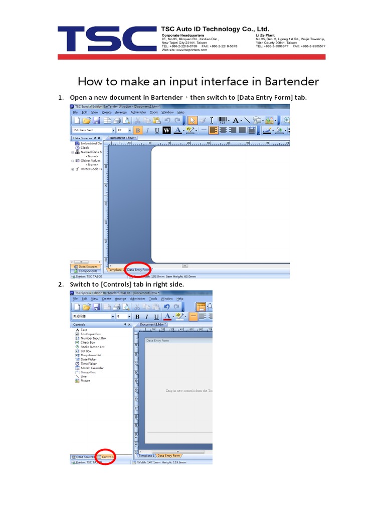Bartender How To Make An Input Interface | PDF