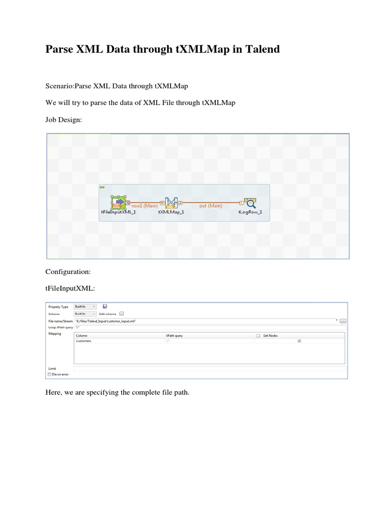Parse XML Data Through TXMLMap in Talend | PDF