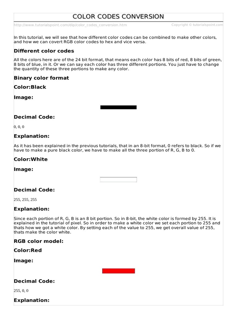 Color Codes Conversion | PDF | Qualia | Vision