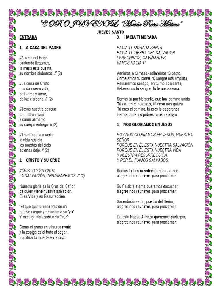 Cantos Jueves Santo | PDF | eucaristía | Cristo (título)