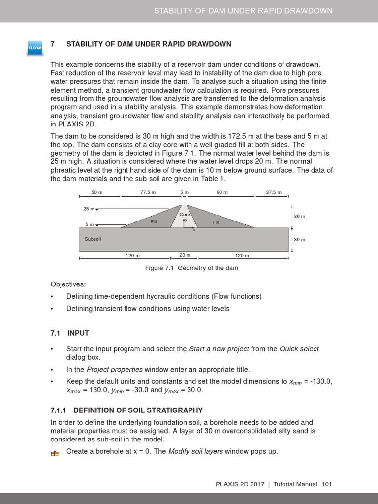 PLAXIS 2D 2017 Tutorial Lesson07 | PDF | Dam | Reservoir