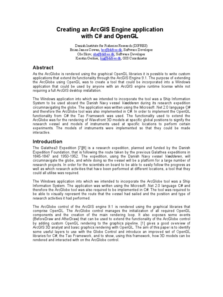 Creating An ArcGIS Engine Application With C-Sharp and OpenGL | PDF | Scientific Modeling ...
