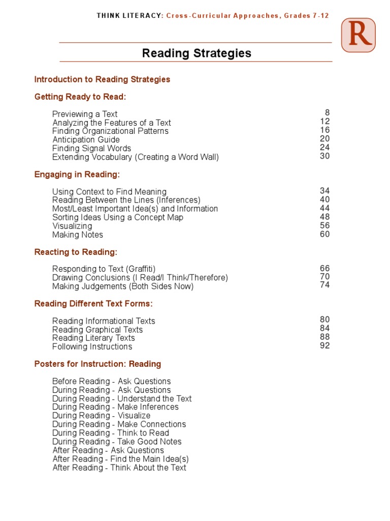 Reading Strategies | PDF | Reading (Process) | Causality