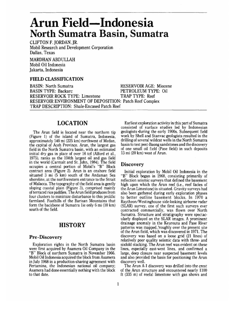 Arun Field Resume | PDF | Petroleum Reservoir | Indonesia