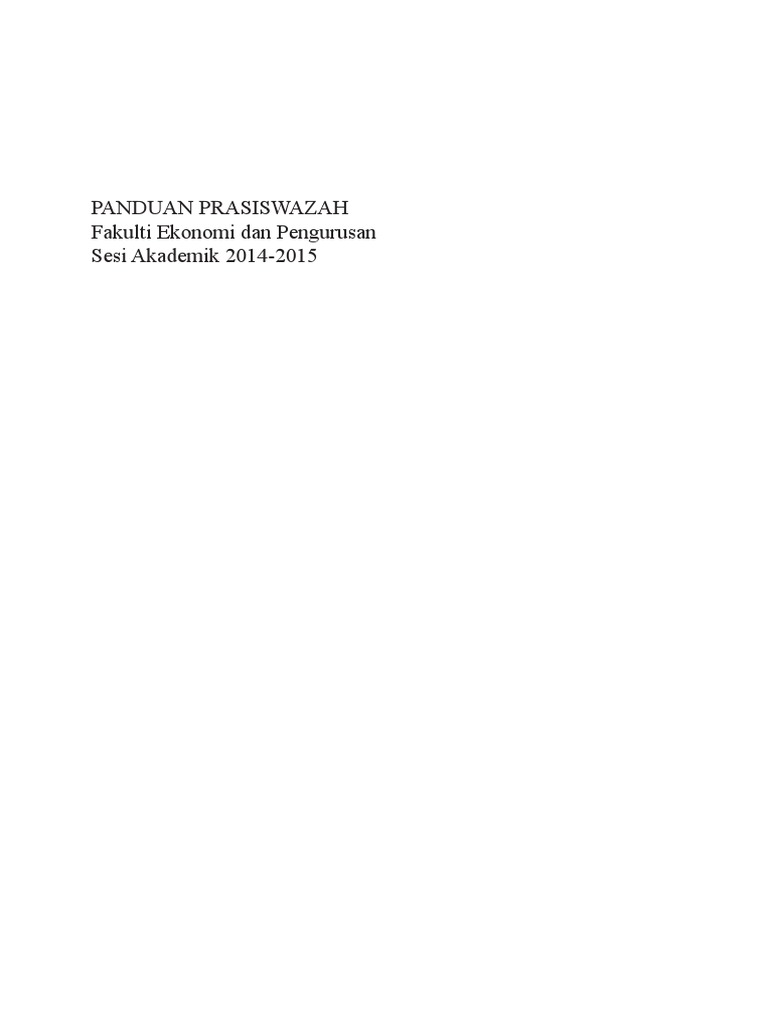 Buku Panduan Prasiswazah 2014-2015 FEP | PDF