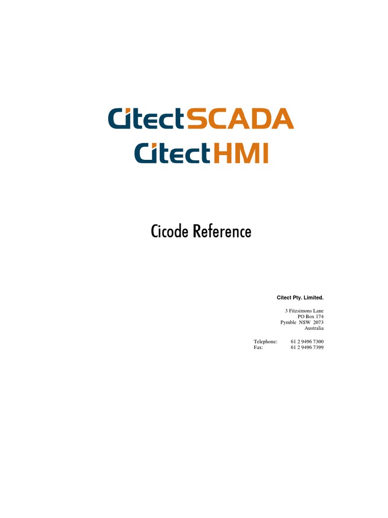 Cicode Reference PDF | Download Free PDF | Parameter (Computer Programming) | Variable (Computer ...