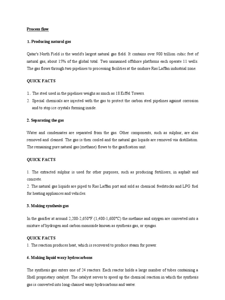 Process Flow Pdf Gas To Liquids Natural Gas