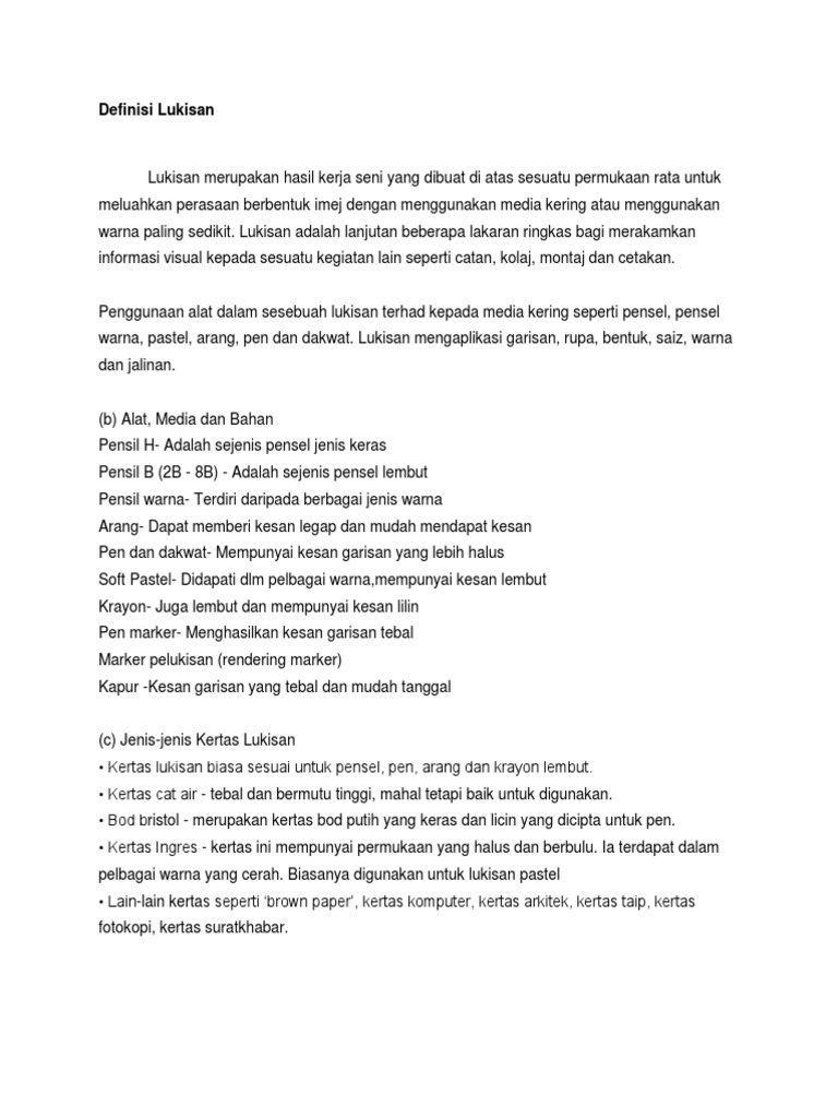 Definisi dan Teknik Lukisan | PDF | Seni