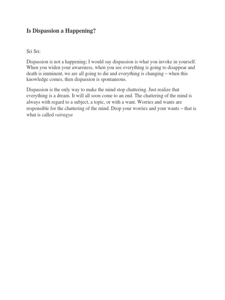 Understanding Dispassion's Nature | PDF | Self-Improvement