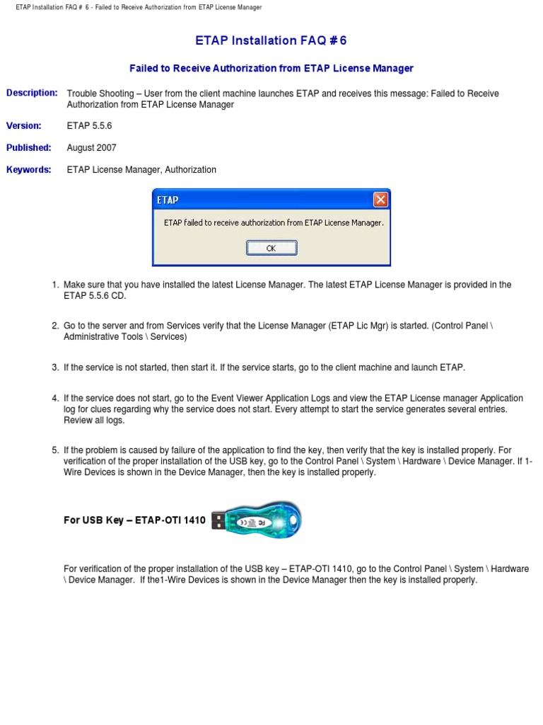 ETAP FAQ - Authrization From License Manager PDF | PDF | Transmission Control Protocol ...