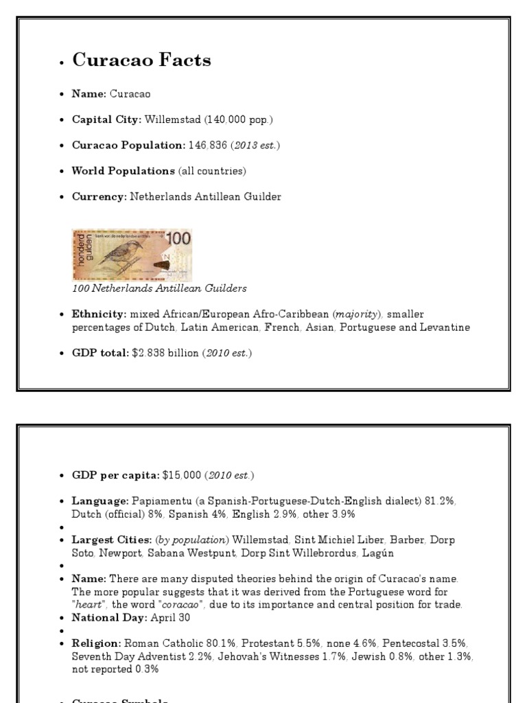 Curacao Facts: 100 Netherlands Antillean Guilders | PDF | Social ...