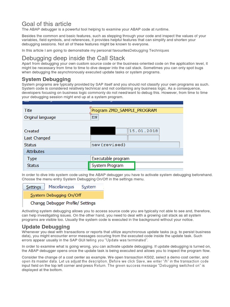 Debbugger Sap Is Easy Goals 4-4 SC | PDF | Debugging | Computer Program